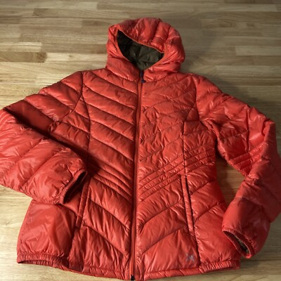 Xersion Jacket Womens Med Orange Puffer Full Zip Packable Premium Down ...