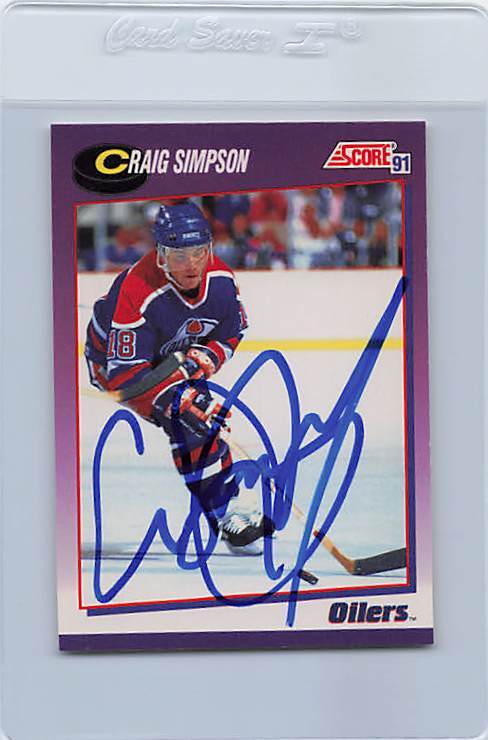 1991/92 Score #255 Craig Simpson Oilers Signed Auto *G6556 | eBay