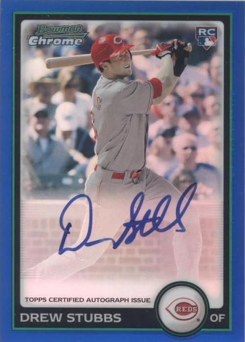 2010 Bowman - Drew Stubbs #212 Chrome Blue Refractor Rookie Autographs ...