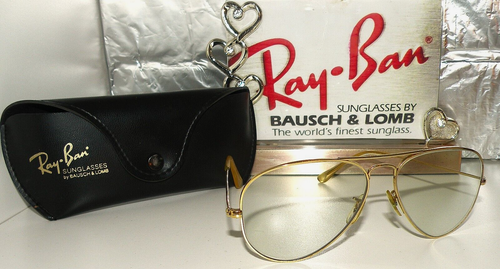 VTG 50s RAY BAN BAUSCH AND LOMB 10K GOLD AVIATOR UV G-15 SUNGLASSES BX ...