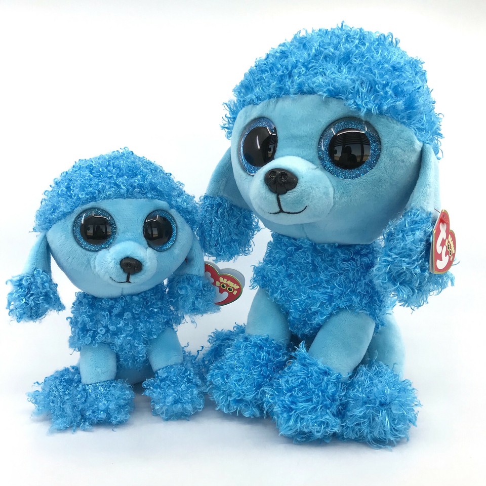TY Beanie Boos Mandy Poodle Dog 2017 NEW 9in Medium Blue Sparkle Eyes ...