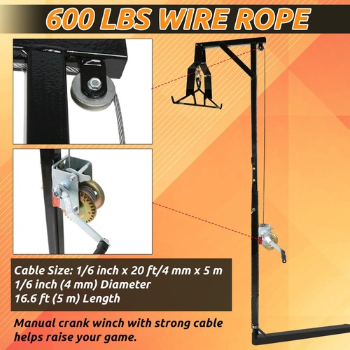 2" Hitch Game Hoist 600LB Big Game Hunting Deer Hoist Winch Lift ...