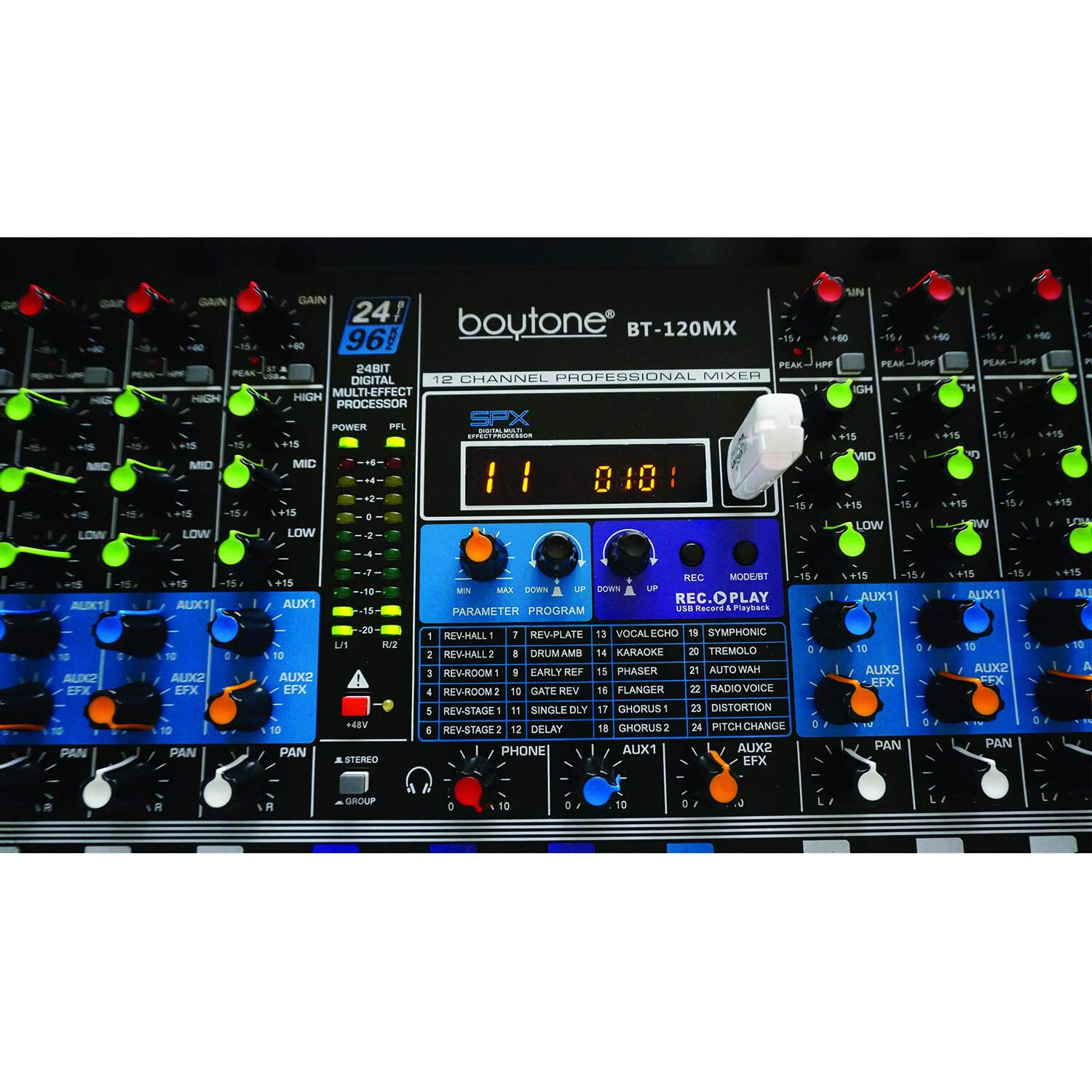 12-Channel Bluetooth Studio Audio Mixer - DJ Sound Controller Interface ...