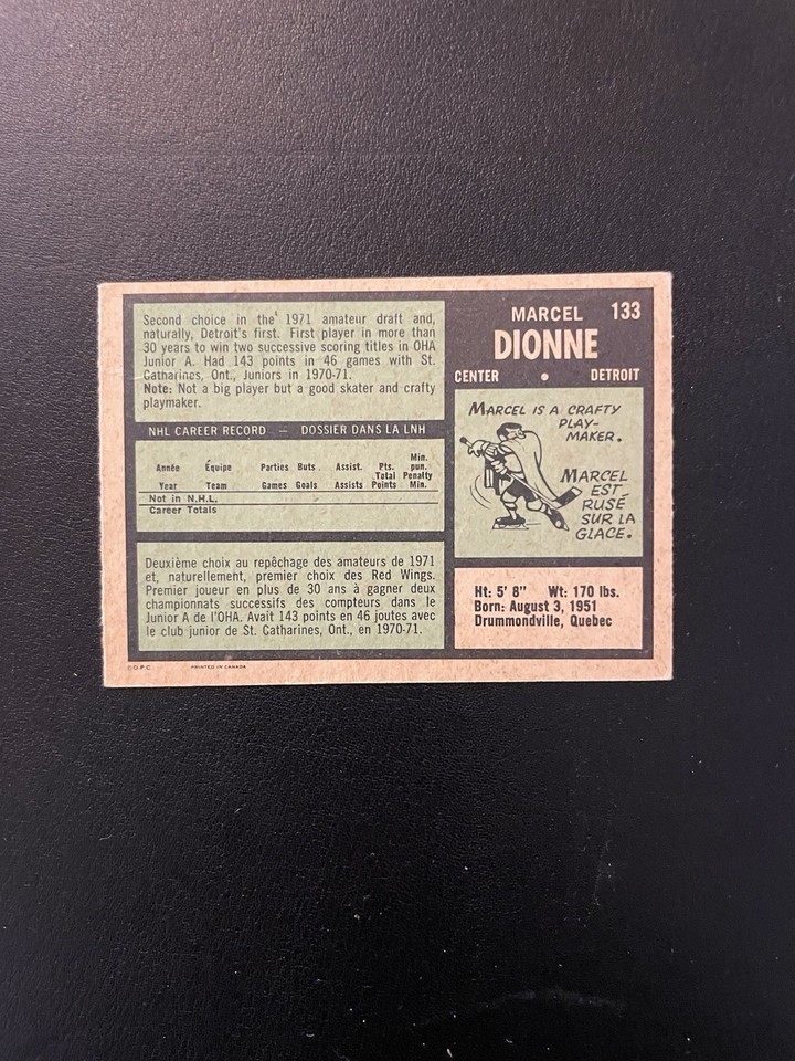1971-72 MARCEL DIONNE O-PEE-CHEE HOCKEY CARD #133 ROOKIE | eBay