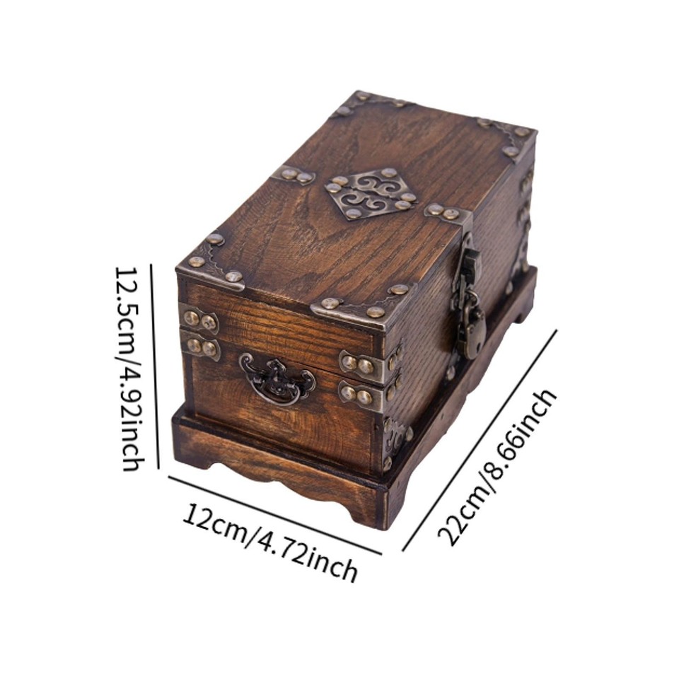 Small Wooden Lock Box Lockable Antique Treasure Chest Handmade ...