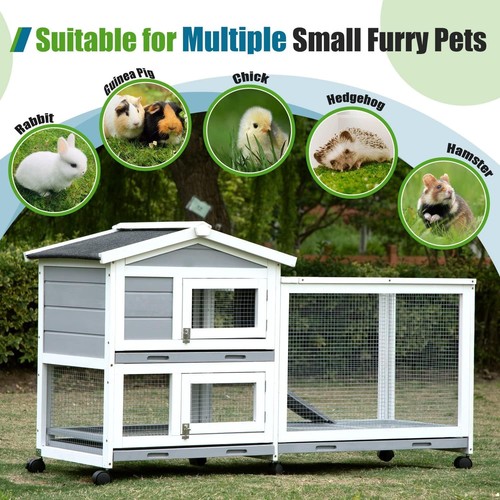 Rabbit Hutch, Indoor Cage Outdoor Two Story Bunny Pet House for Small ...