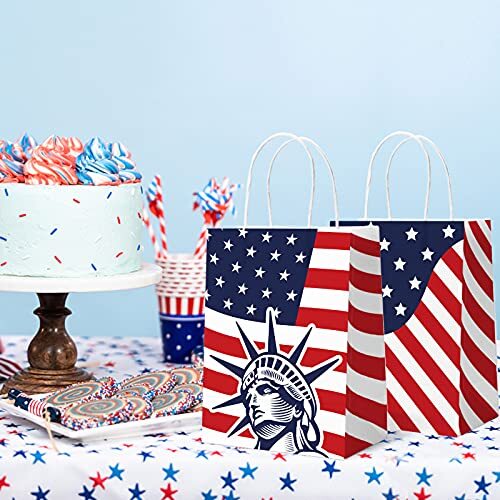 12 Pack Patriotic Gift Bags with Handles 4th of July American Flag ...