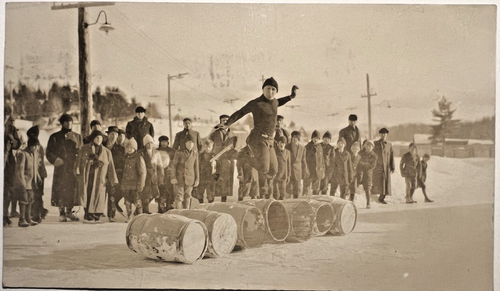 SARANAC LAKE NY Ed Lamy Barrel Jumping In Ice Skates 1910 RPPC Postcard ...