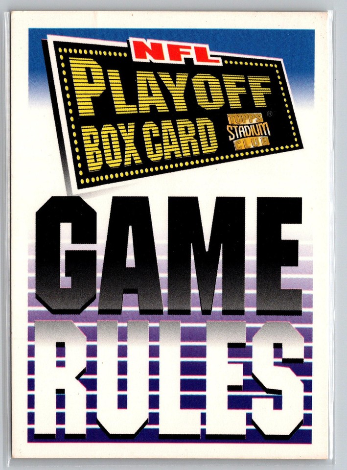 1996 Stadium Club #NNO NFL Playoff Box Card Game Rules NFL Playoff Box ...