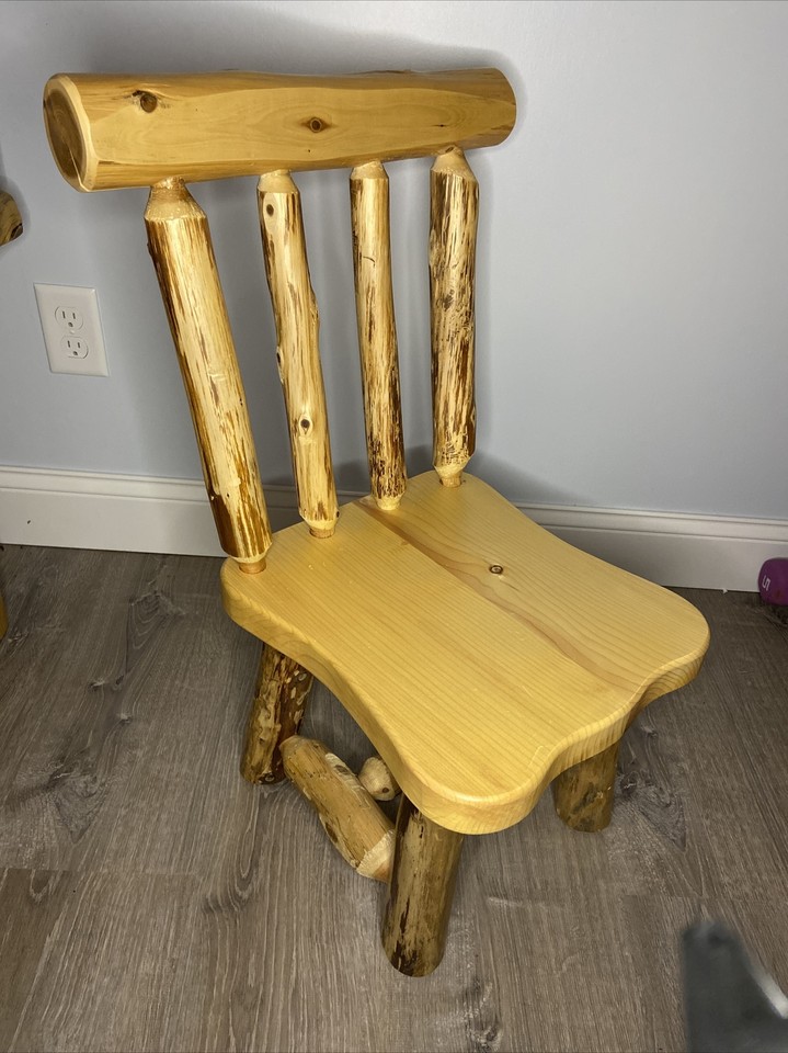 New Rustic White Cedar Log KIDS SIZE Dining Set, 4 Chairs, Sealed ...