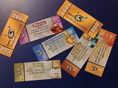 TIMELINE Sports Century🏀 ESPN "ticket" cards MATTEL Pack Fresh free ...