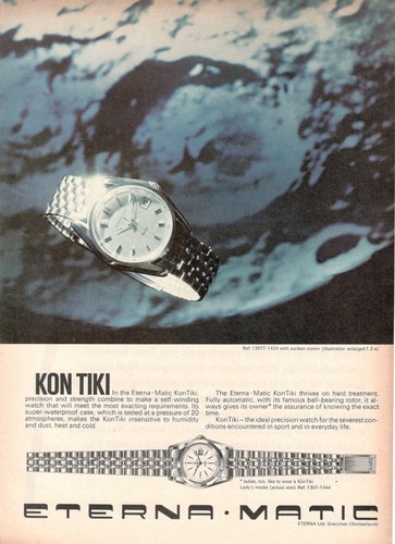 Eterna Matic Watch 1965 Advertising 1 Page Original Kon Tiki Lady Color ...
