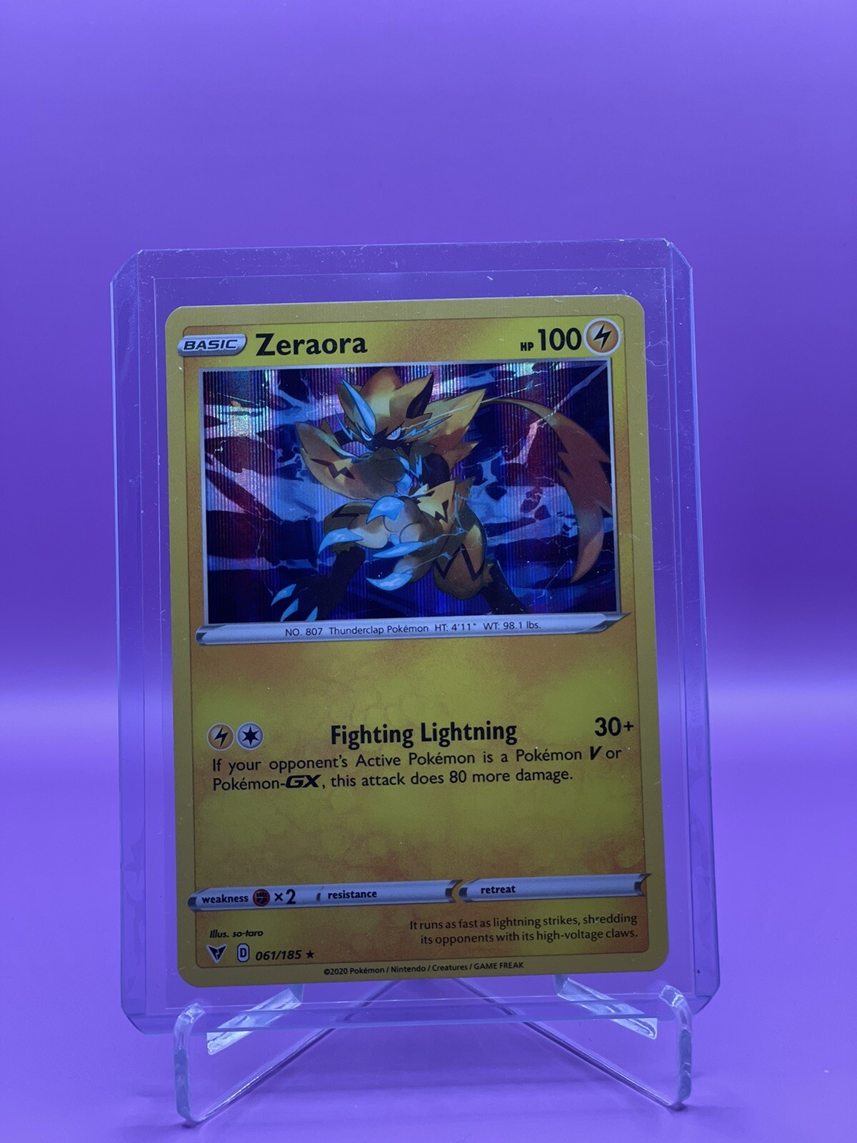 Zeraora 061/185 NM MINT Vivid Voltage Holofoil Rare Holo Pokemon Card ...