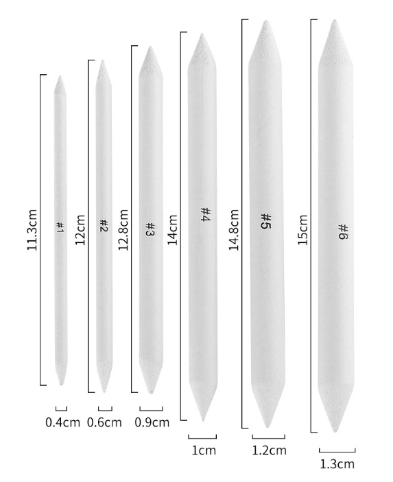 6pcs/set Smudge Stick Sketch Tool White Drawing Charcoal Paper Pen Art ...