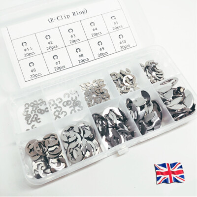 120x Stainless Steel E-Clips External Retaining Washers C-Clip 1.5mm ...