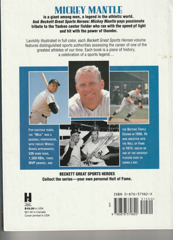 Beckett Great Sport Heroes - Mickey Mantle - HC 1st PRINT 1995 ...