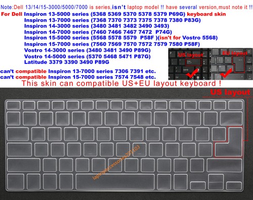 US Keyboard Skin Cover for Dell Latitude 3379 3390 3490 P89G P87G P58F ...