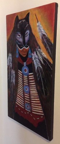 Native American Indian Cherokee Artist DOROTHY STRAIT-Sacred Blk Wolf ...