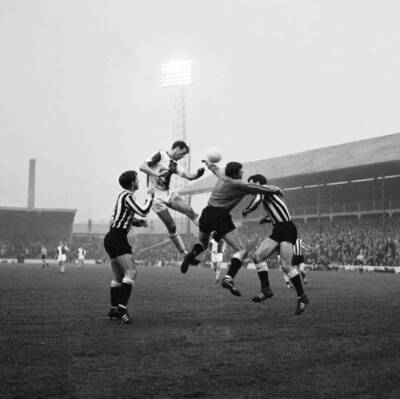 Newcastle United Goalkeeper David Hollins Competes In Air 1965 OLD ...
