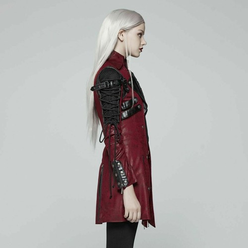 Authentic PUNK RAVE Gothic Vampire Heavy Metal Black Red Jacket Coat ...