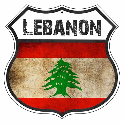 Lebanon Country Flag Novelty Highway Shield Man Cave Aluminum Metal ...