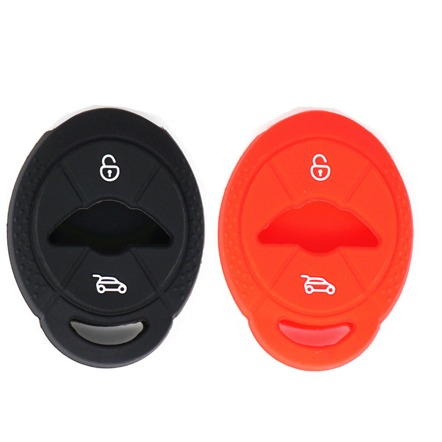2Pcs Black Red Silicone Smart Remote Key Chain Cover for 2002-2007 Mini ...