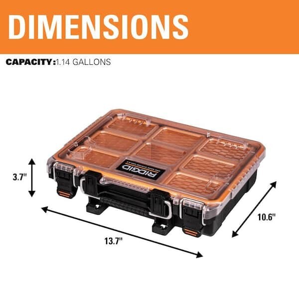 Ridgid Small Parts Organizer Compact Pro Gear System 22" 6 Compartment ...