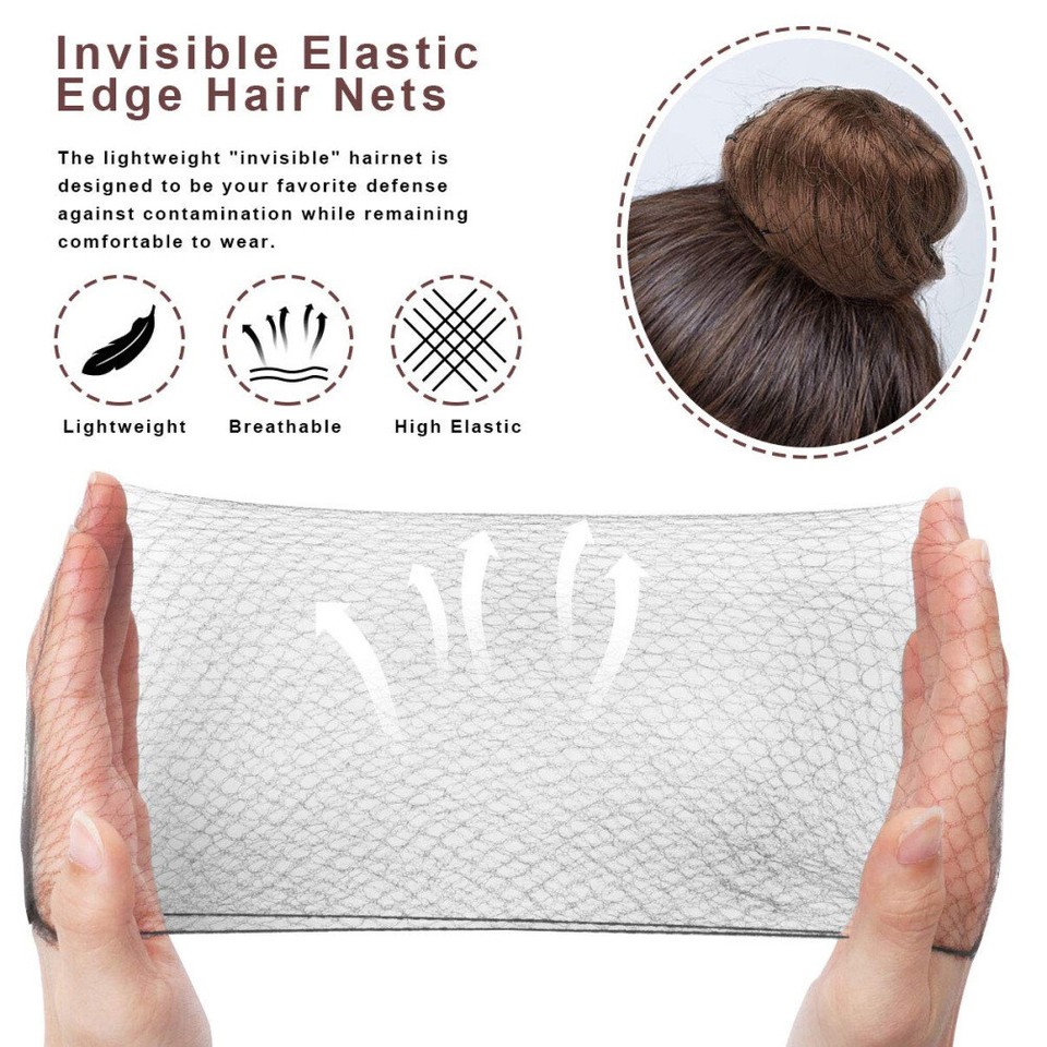 100PCS Hair Nets Hairnets for Work Catering Food Production Elastic to ...