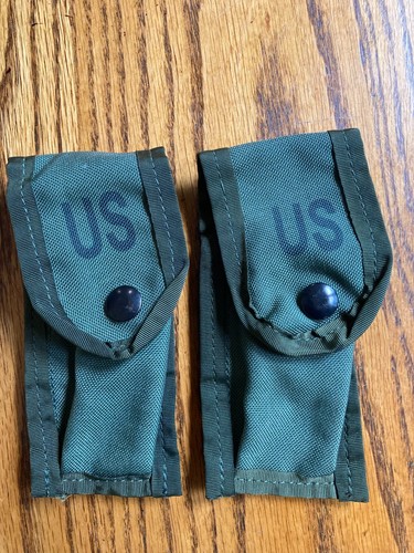 Two (2) US Military Army 9MM Magazine Ammo Pouches w/ Alice Clips OD ...