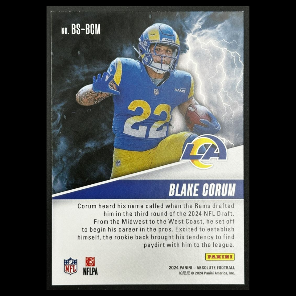 Blake Corum Rookie #BS-BCM 2024 Panini Absolute By Storm Los Angeles Rams Card | eBay