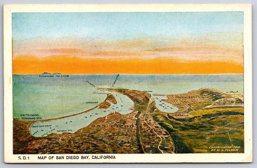 San Diego California~Map Of San Diego Bay~Showing Coronado Islands ...
