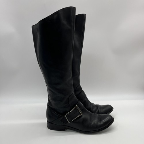 Michael Shannon Filly Tall Riding Boots Black Leather Womens 7 Zip Up ...