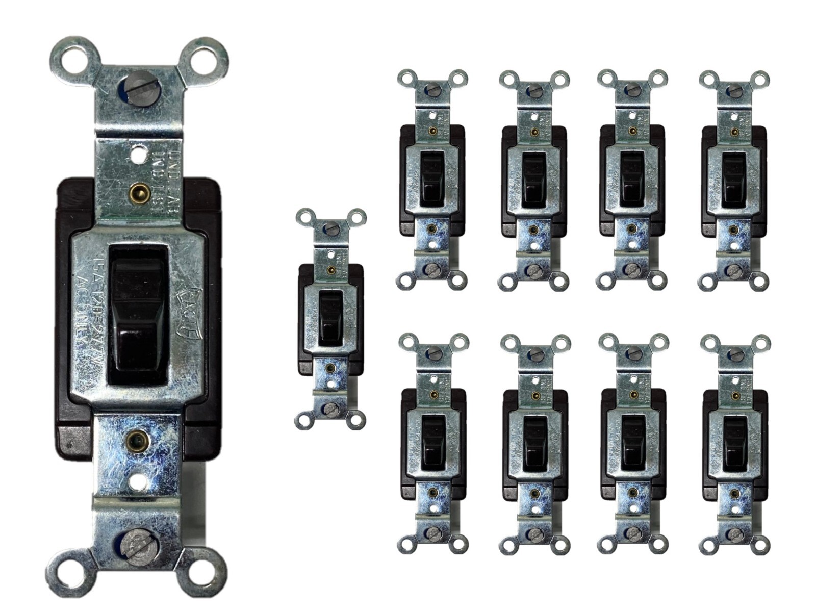 WALL TOGGLE SWITCH (10 PACK) 3-Way Brown 15AMP LOT HEAVY DUTY ...