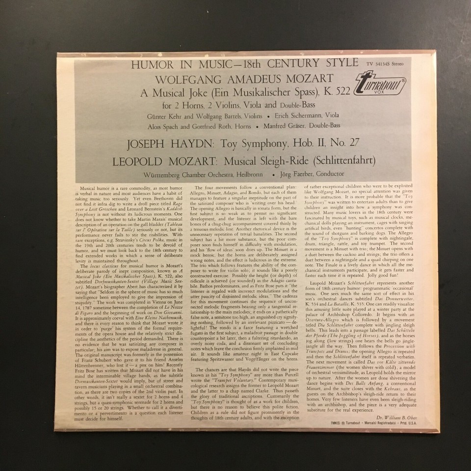 WOLFGANG A. MOZART: a musical joke Joseph Haydn: toy symphony Leopold ...