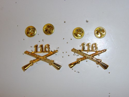 b1287p WW2 US Army Airborne 116th Infantry Regiment Crossed Rifle pair ...