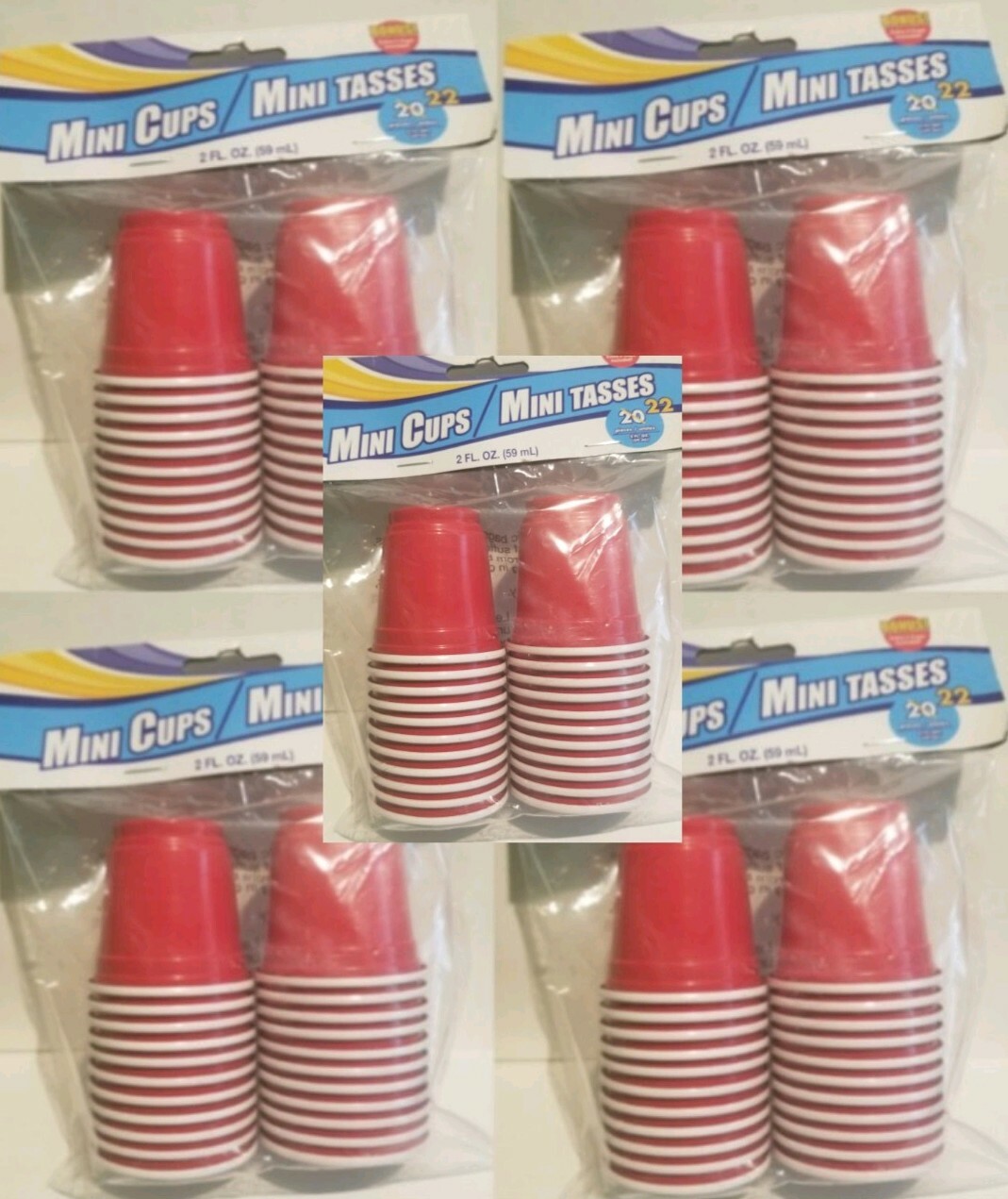 20 Mini Red Plastic Cups 2 oz Shot Glasses 5packs Disposable Jelloshots ...