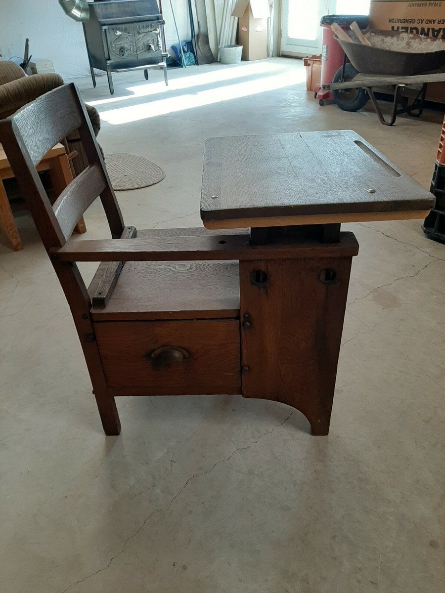 Antique Adjustable School Desk Student School Desk, Antique, Cast Iron