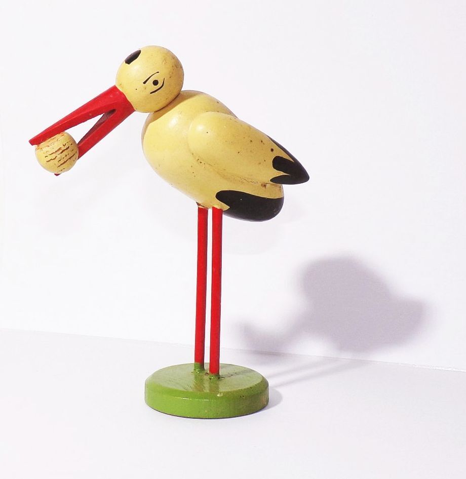 Old Ore Mountains Clapper Stork Figure Baby | eBay