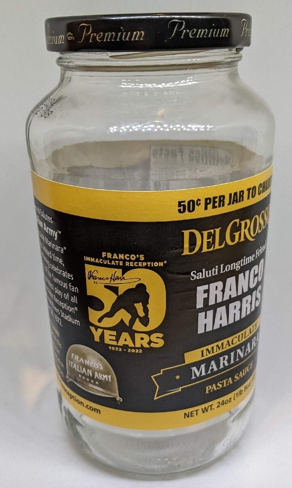 Franco Harris Immaculate Marinara Empty Pasta Sauce Jar DelGrosso ...