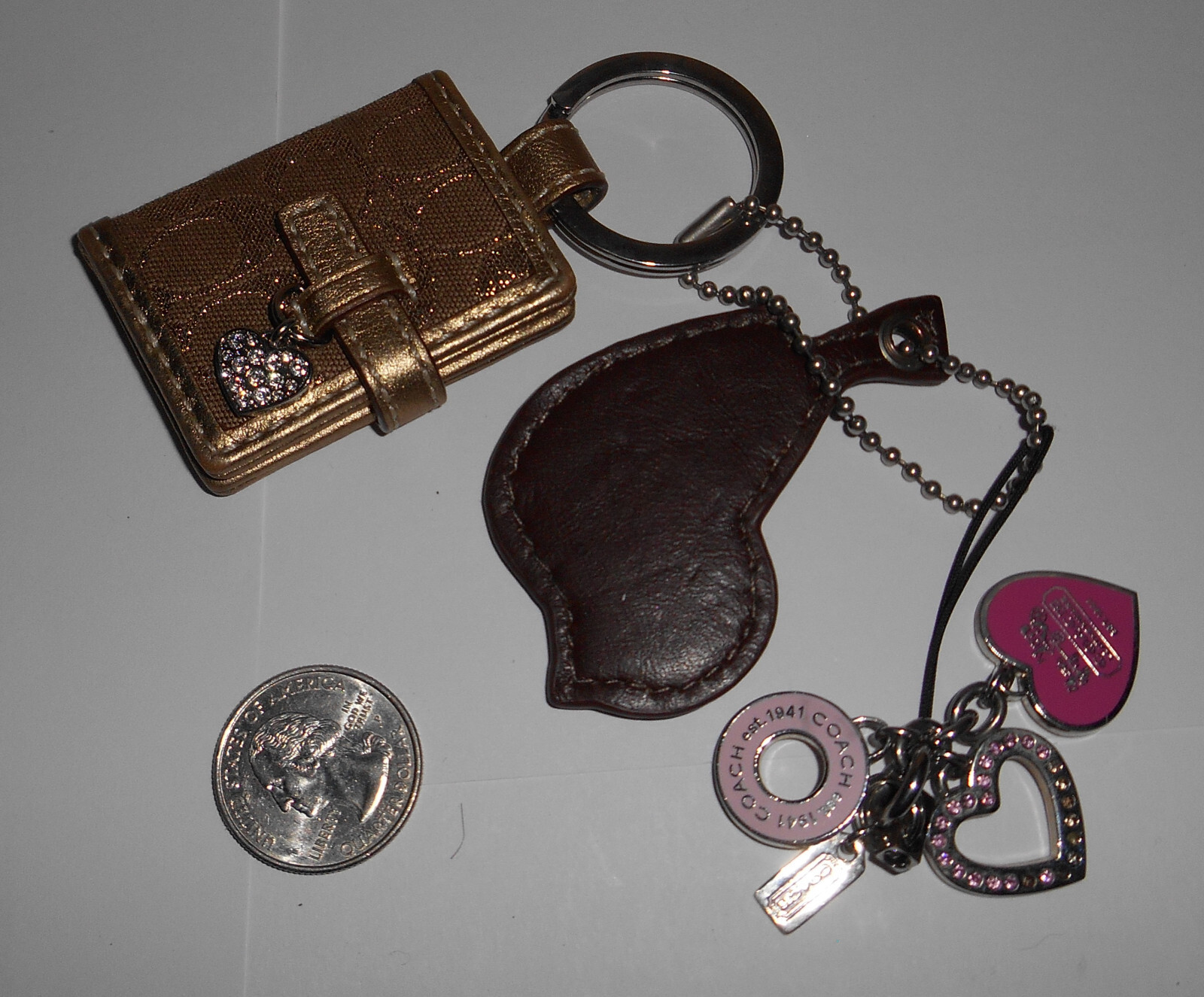 Coach Gold & Pink Mini Picture Holder Keychain - w/CO… - Gem