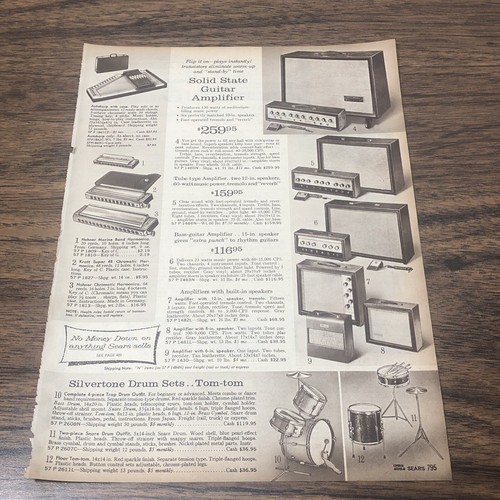1966 Musical Instruments Ad Sears Catalog Page Drums Autoharp Stereo ...
