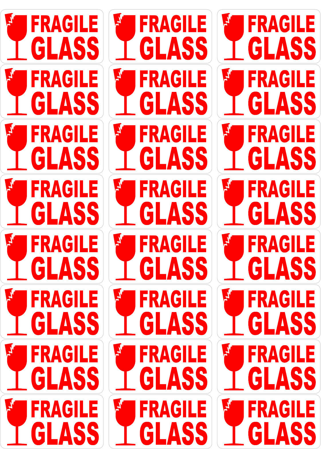 FRAGILE GLASS Labels - Self adhesive handle with care Stickers | eBay UK