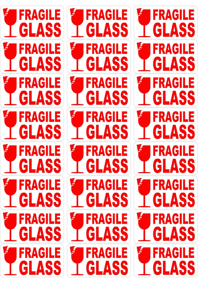 FRAGILE GLASS Labels - Self adhesive handle with care Stickers | eBay UK