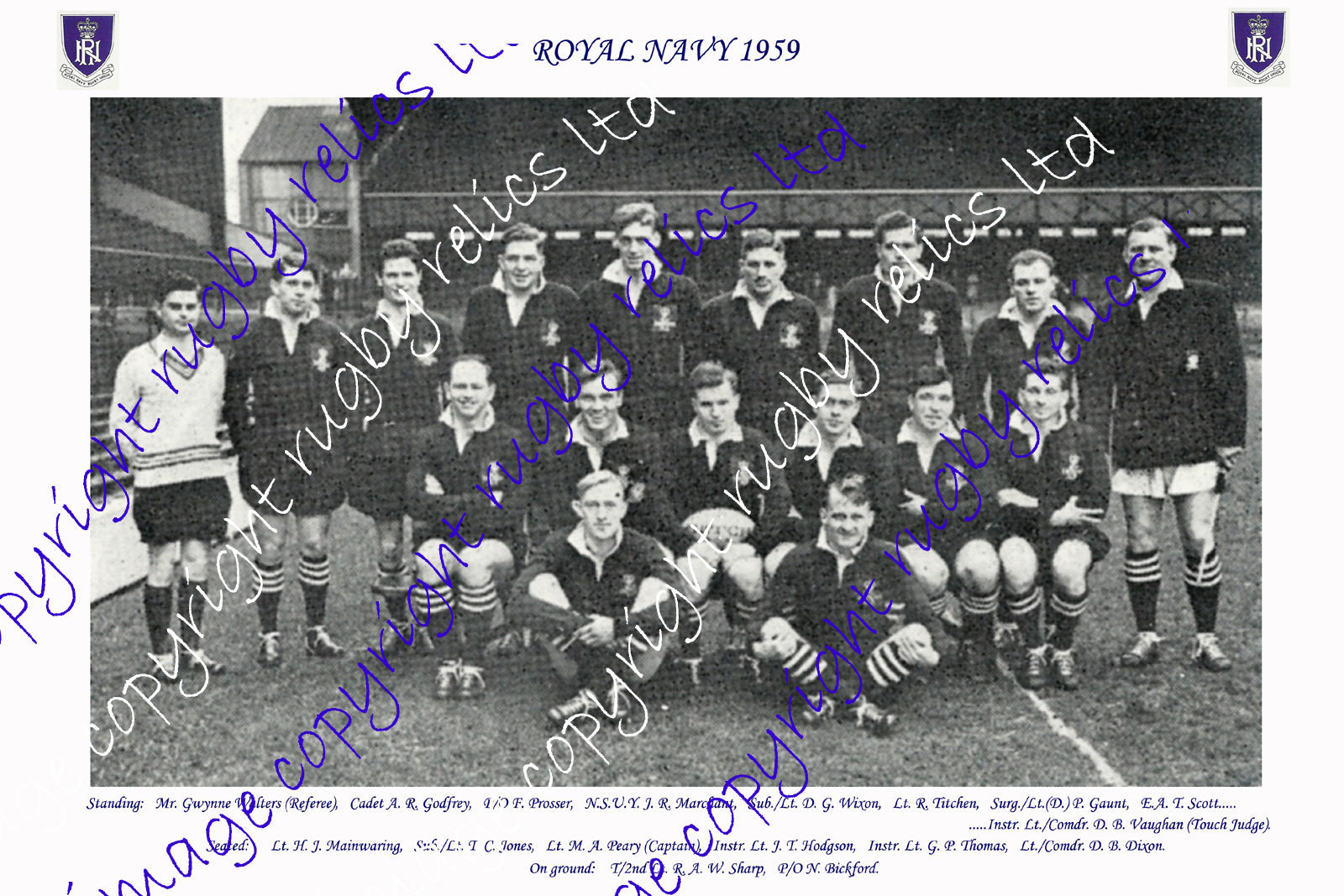 ROYAL NAVY RUGBY TEAM PHOTOGRAPHS 1948 - 1963 - 12" x 8" (30cm x 20cm ...