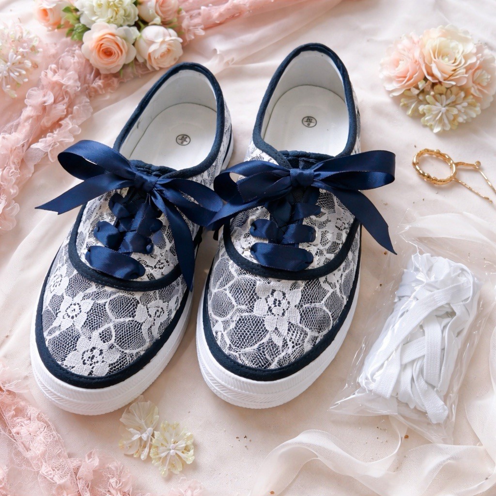 Wedding Lace Sneakers Women’s 8 Coquette Balletcore Shoes Bridal | eBay