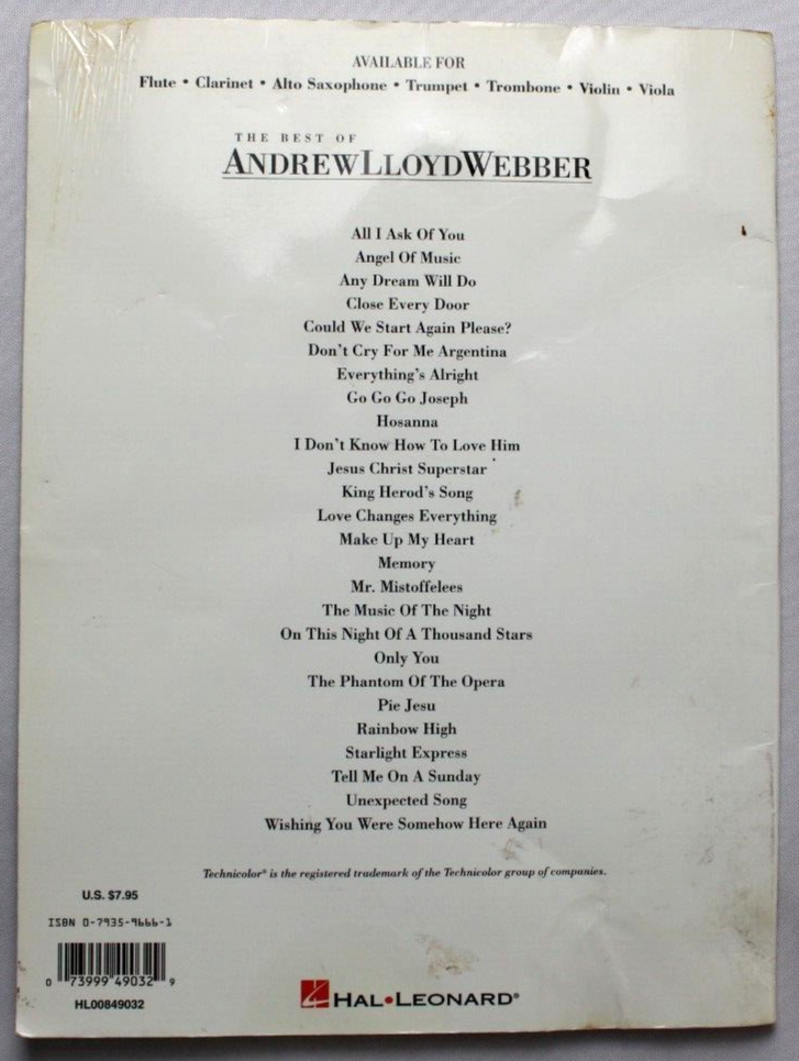 ANDREW LLOYD WEBBER THE BEST OF VIOLA SHEET MUSIC SONGBOOK | eBay