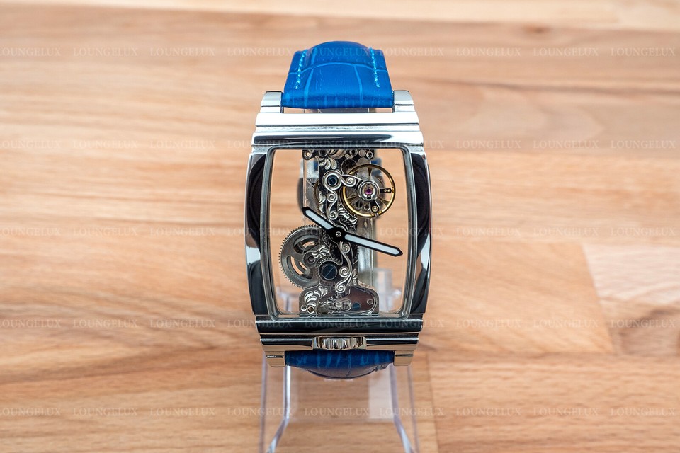 Mens Silver Bridge Manual Mechanical Watch - Blue Leather Strap Gift | eBay