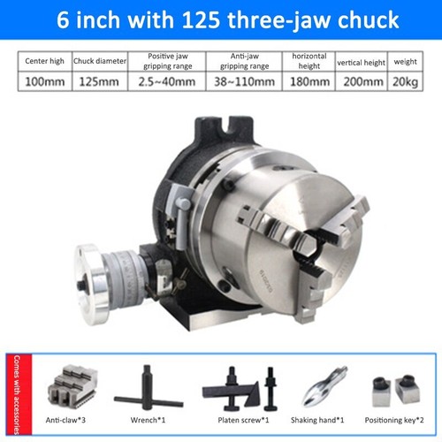 6 inche Three-jaw Chuck Milling Machine Indexing Head Rotary Table ...