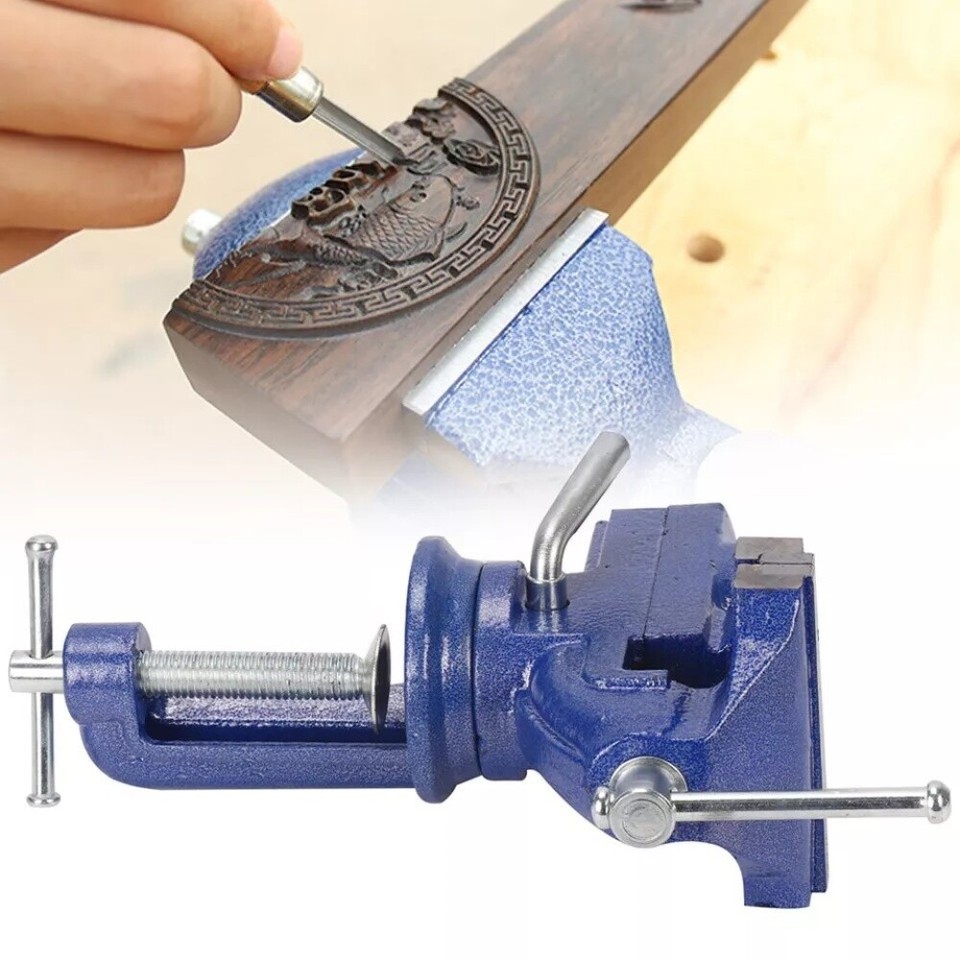 MINI SCHRAUBSTOCK 80MM MIT TISCHKLEMME 360° DREHBAR TISCHSCHRAUBSTOCK ...