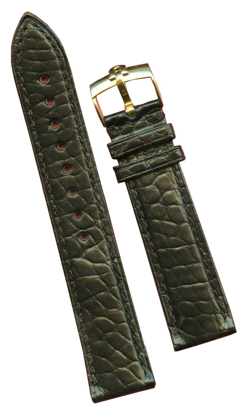GEN ALLIGATOR MB BLACK BAND STRAP 18mm EXTRA LONG & GENUINE OMEGA GOLD ...